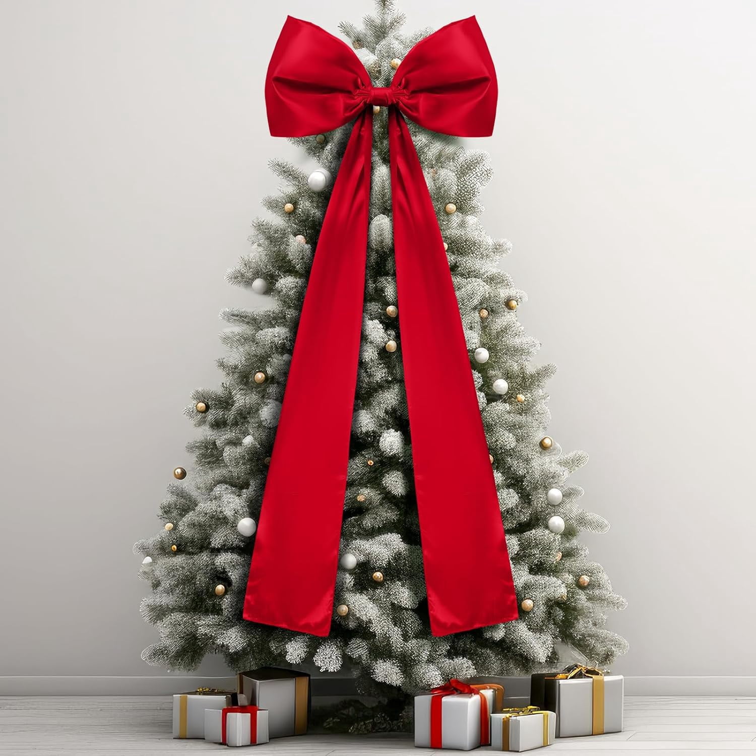 Guvpev 5FT Large Satin Christmas Bows - Giant Red Xmas Bows for ...