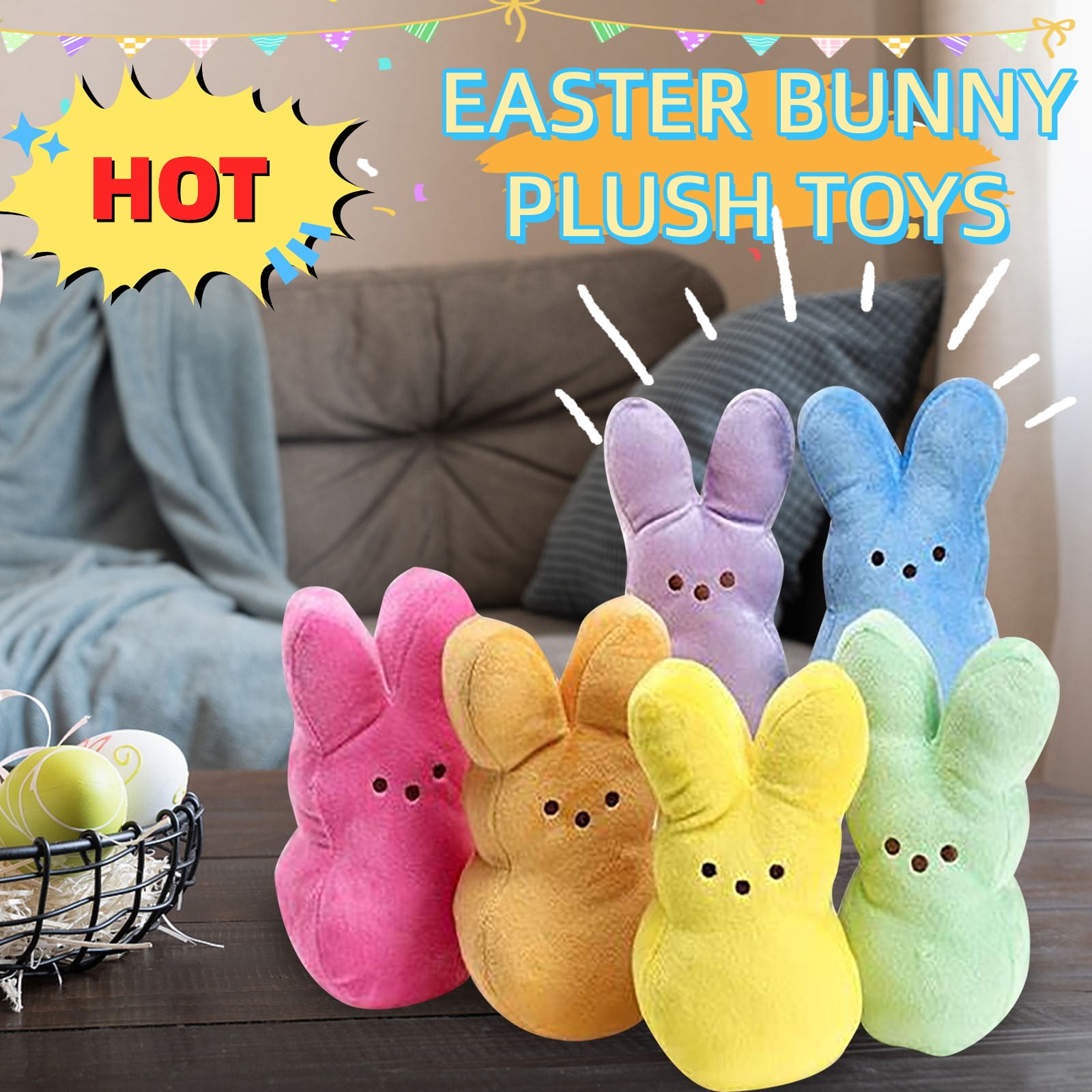 Guvpev 6Pcs Easter Bunny Plush Toys - 5.9" Bunny Toys Easter ...