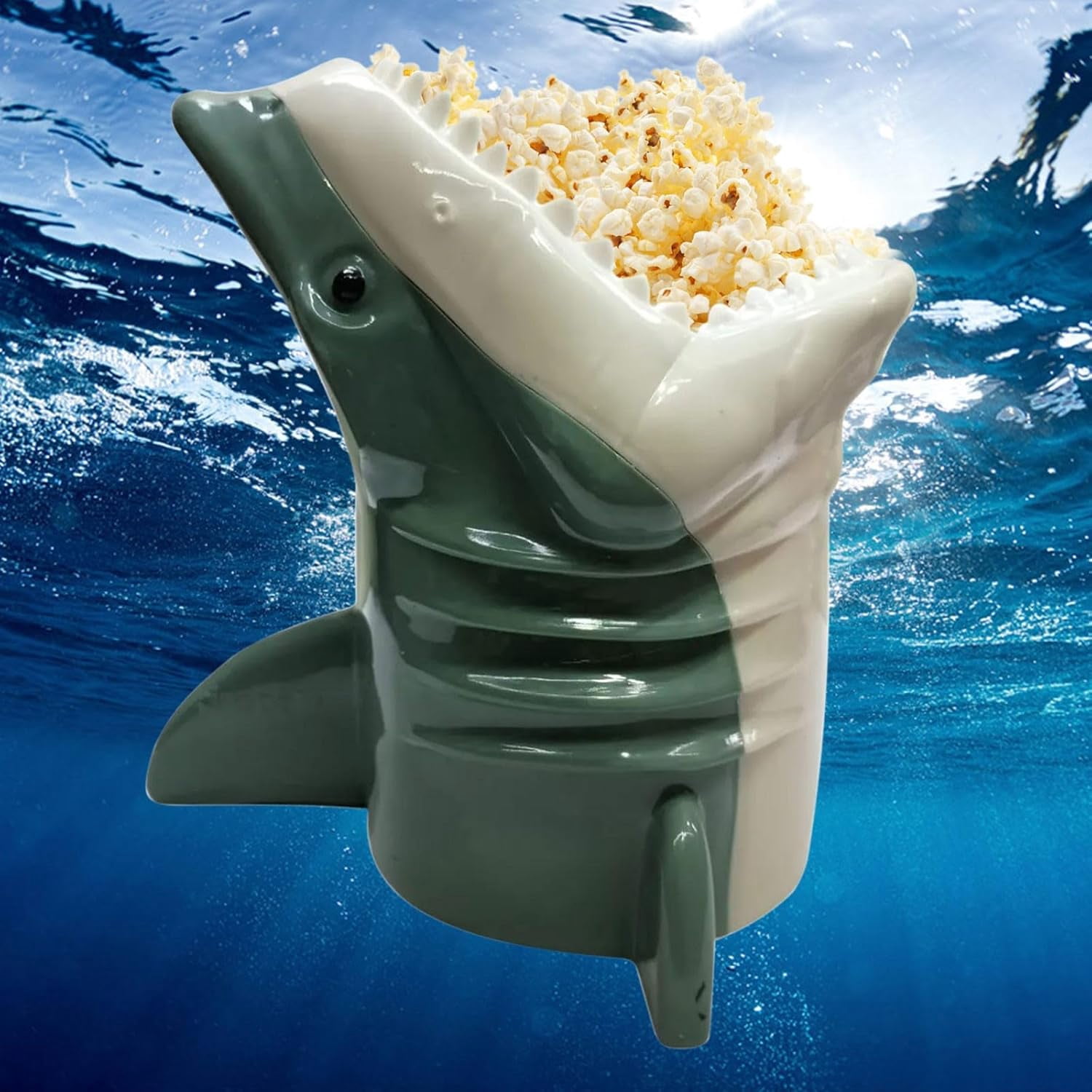 Guvpev 7.8" Sharks Popcorn Bucket - 50th Anniversary Shark-Shaped ...