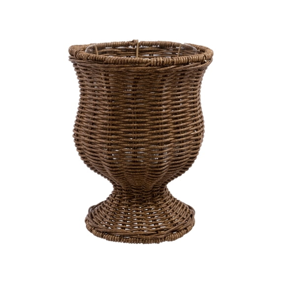 Guvpev 8" Brown Goblet Woven Planter Urn Shape, Decorative Rattan-Style ...