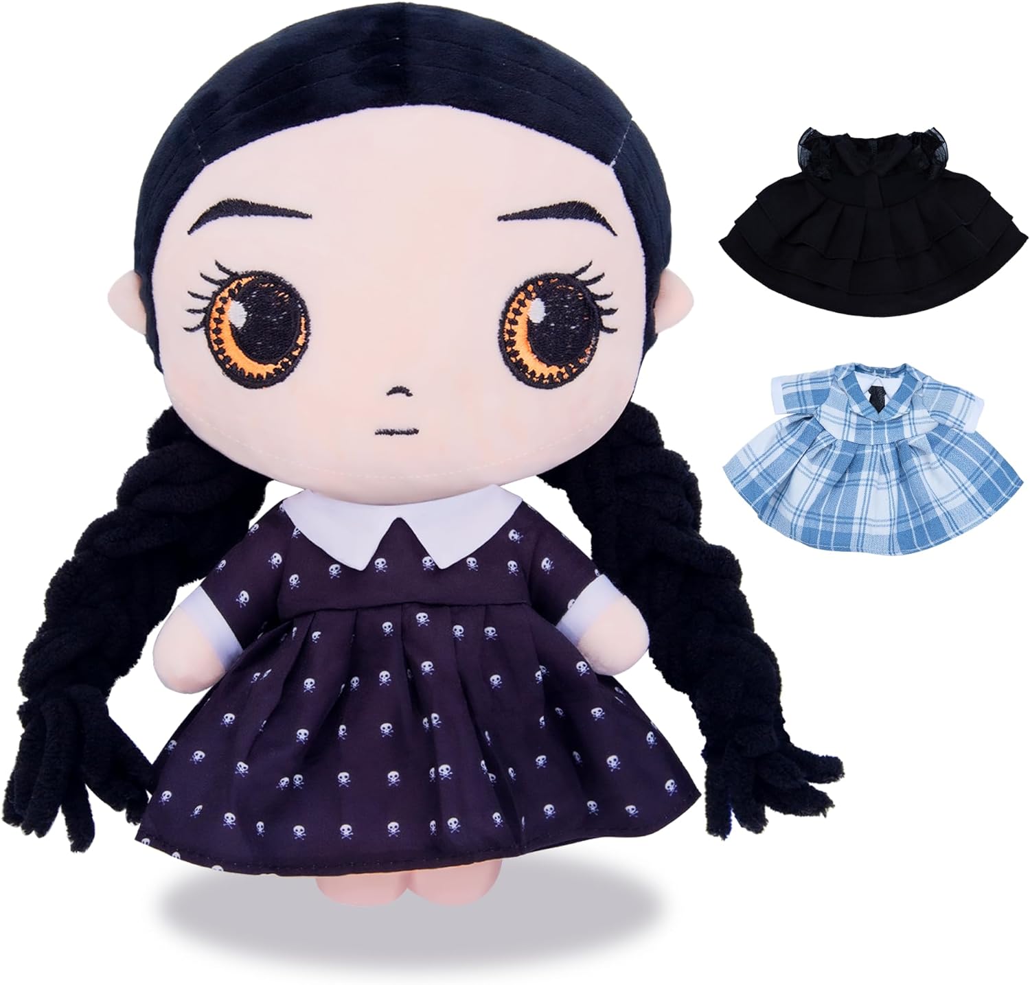 Guvpev Addams Family Plush Toy with 3 Dress-Up Outfits, 10“ Wednesday ...