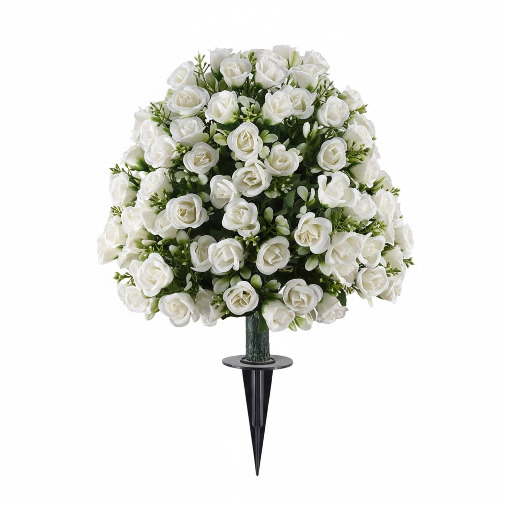 Guvpev Artificial White Rose Topiary Ball 1PCS- Faux Flower Shrub ...