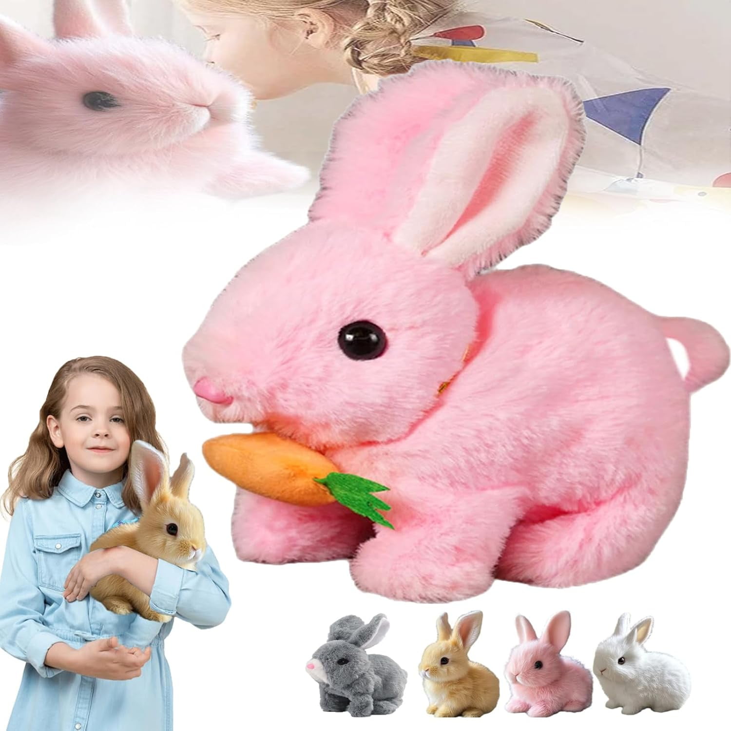 Guvpev Bunby - My Realistic Bunny Toys with Carrot Decor, 7" Realistic ...