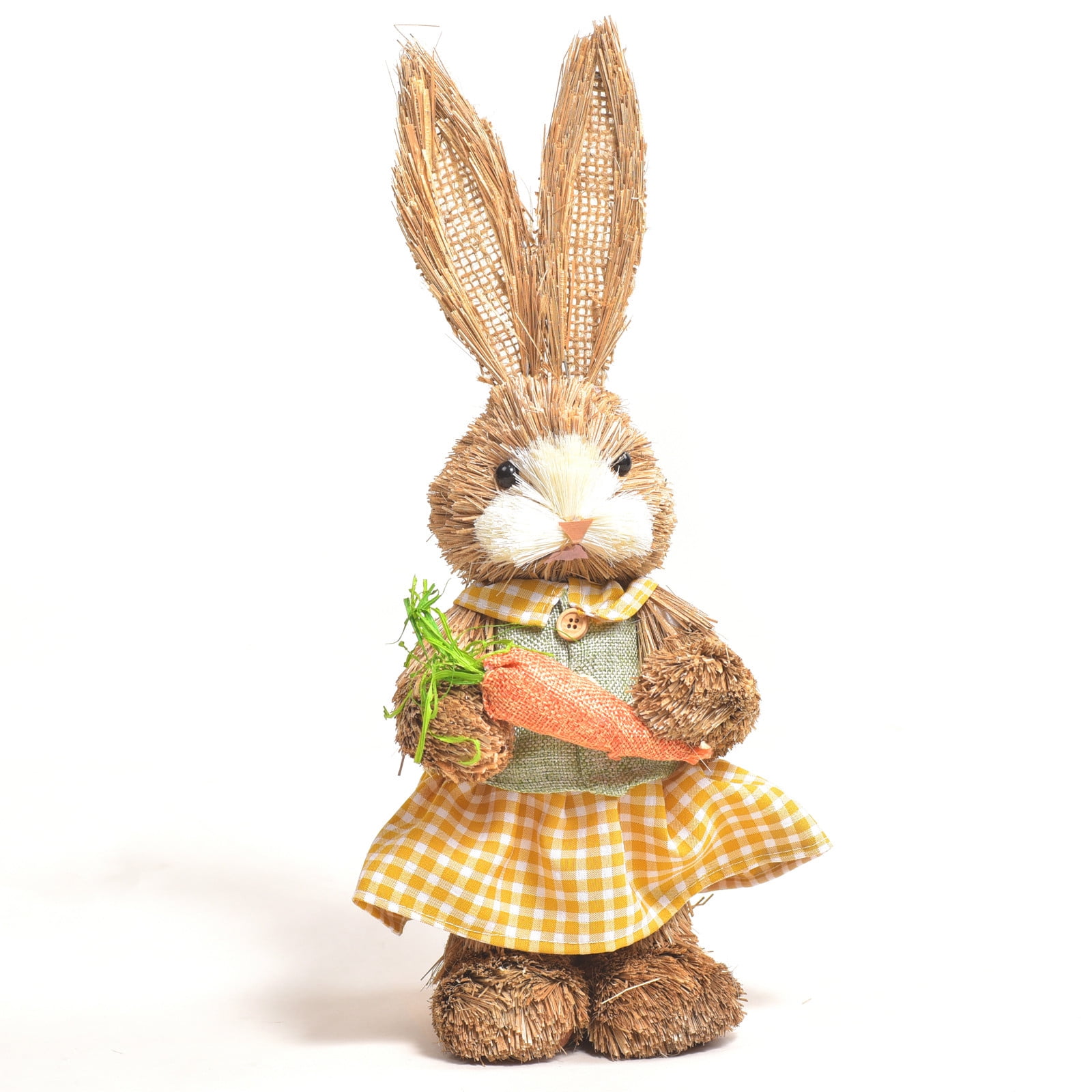 Guvpev Easter Decorations Bunny, 12.6" Easter Bunny Straw Rabbit Statue ...