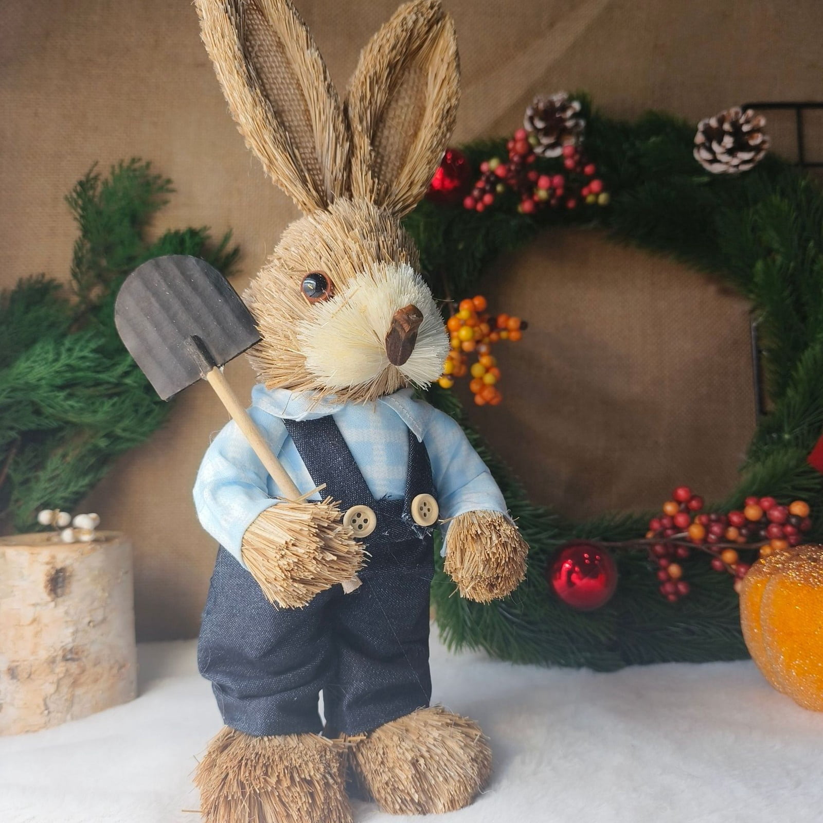 Guvpev Easter Decorations Bunny, 13.8" Farmhouse Rustic Sisal Bunny ...