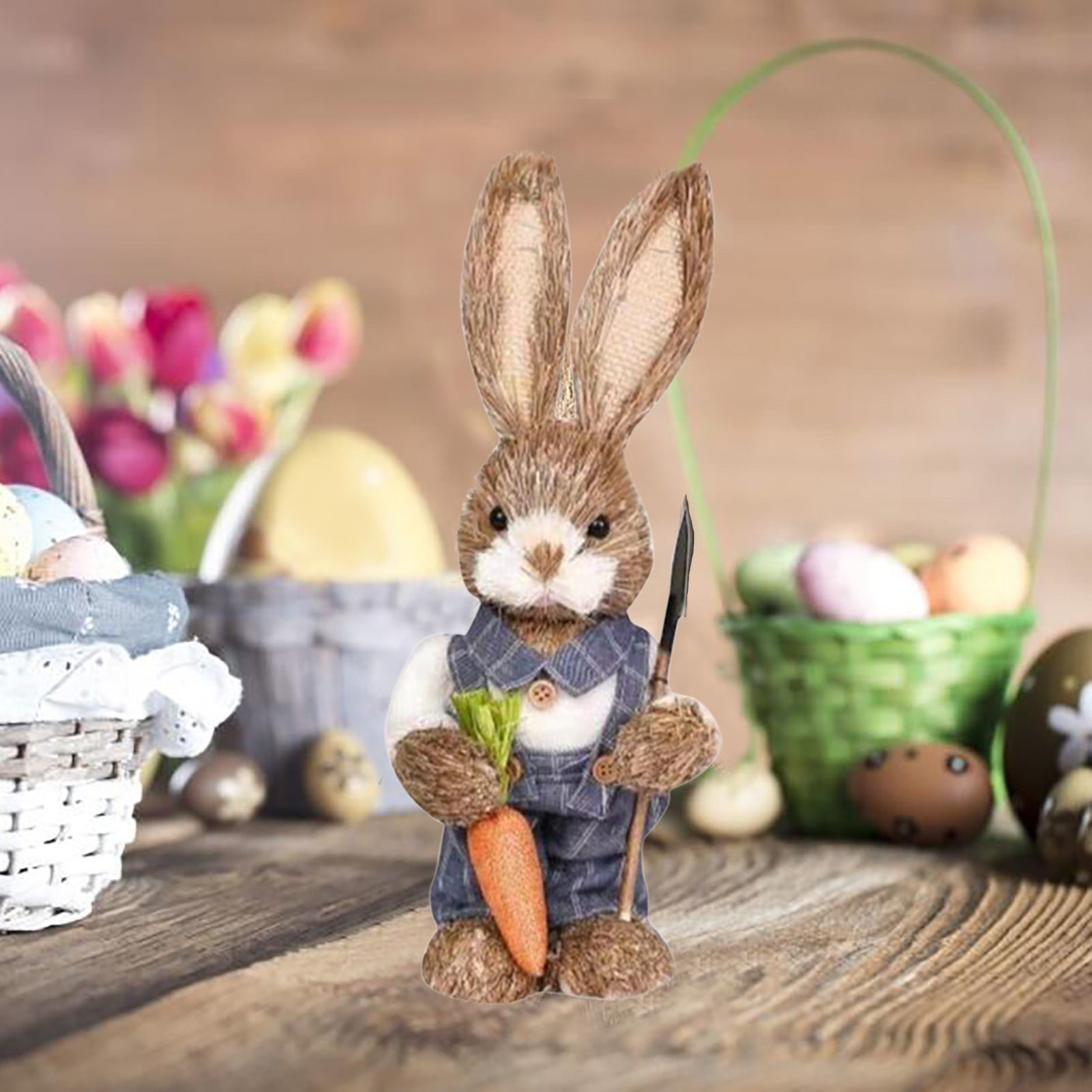 Guvpev Easter Decorations Farmhouse Rustic Bunny Decor, 12.5" Easter ...