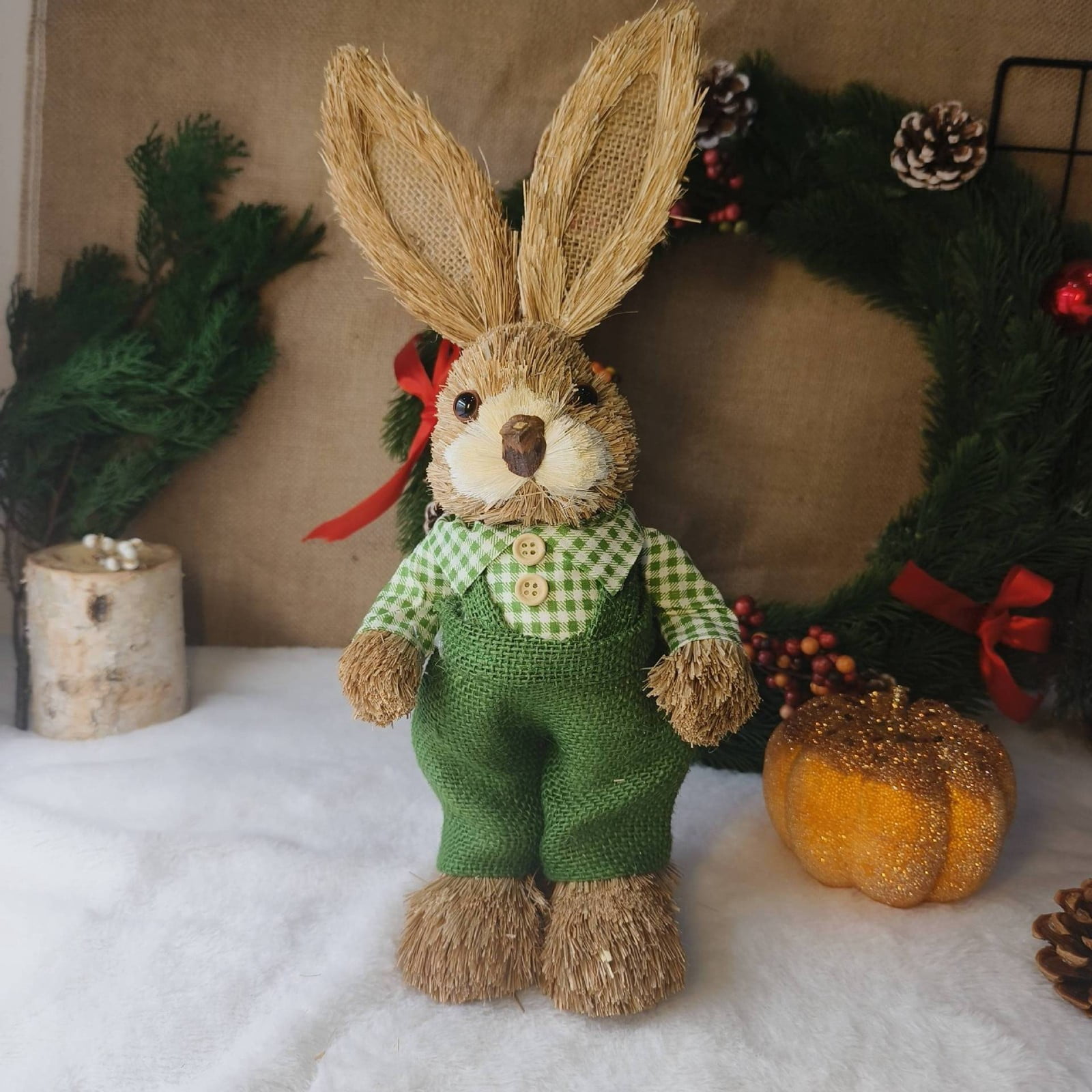 Guvpev Easter Decorations Farmhouse Rustic Bunny Decor, 13.8" Easter ...