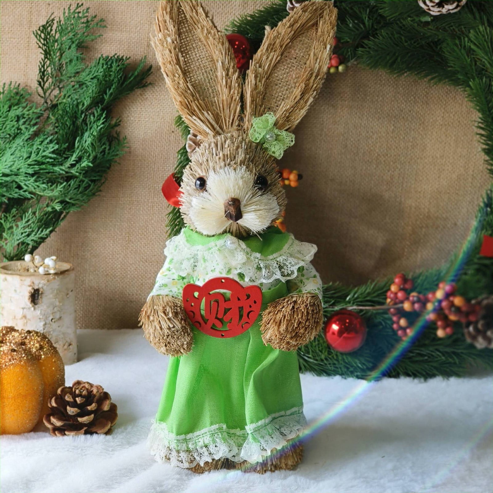 Guvpev Easter Decorations Farmhouse Rustic Bunny Decor, 13.8" Easter ...