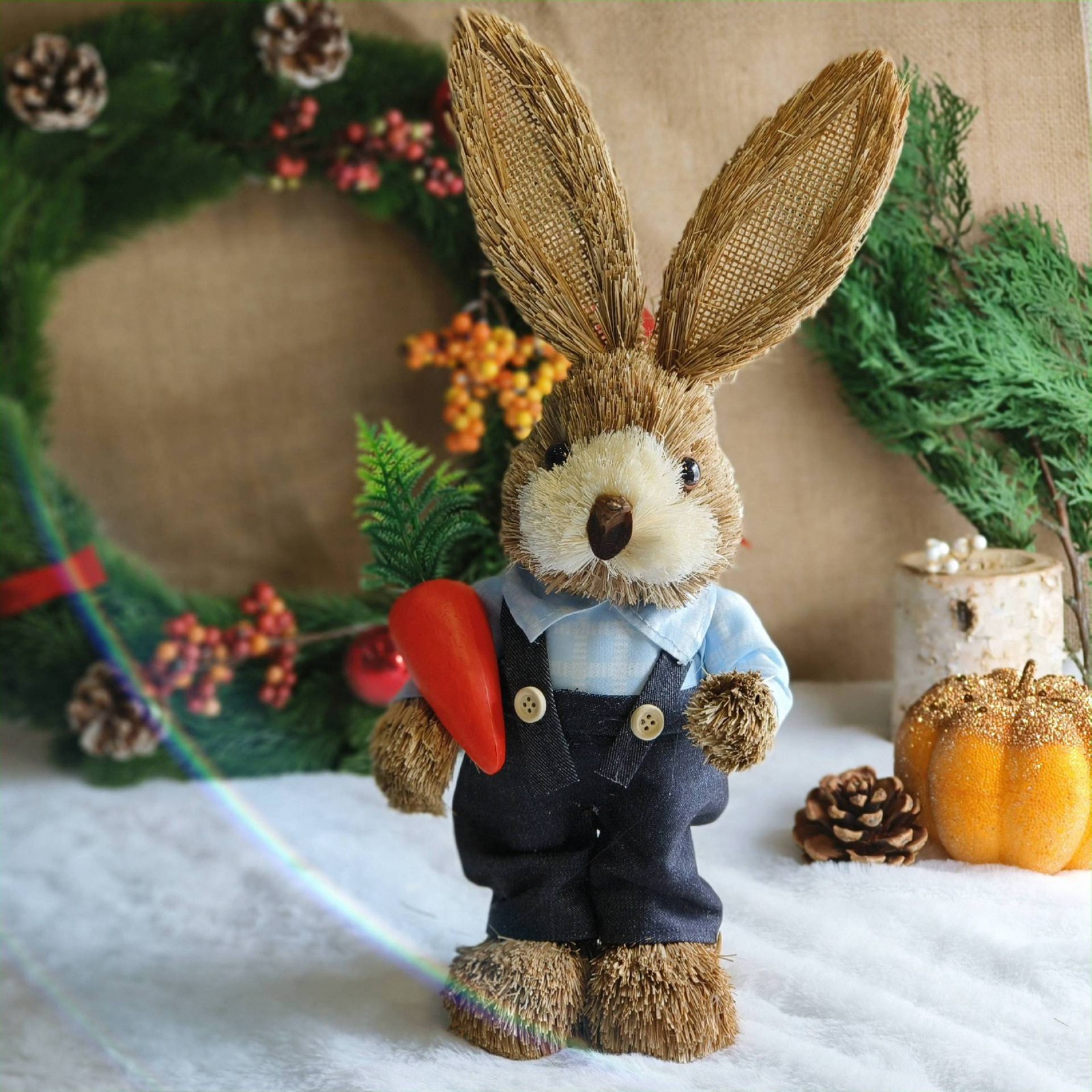 Guvpev Easter Decorations Farmhouse Rustic Bunny Decor, 13.8" Easter ...