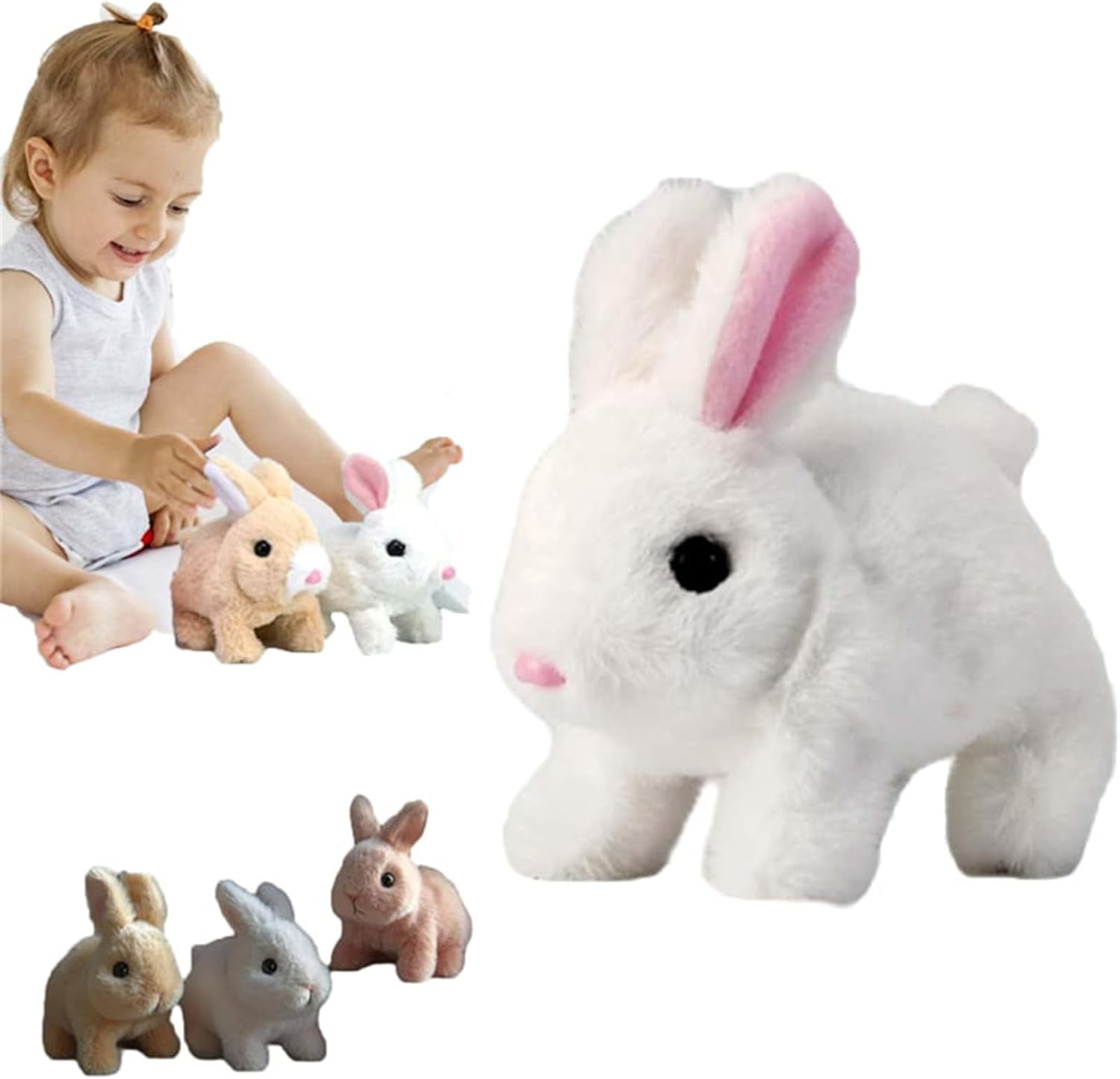 Guvpev Easter Plush 7" Bunny Toys Can Walk & Talk, Realistic Rabbit ...