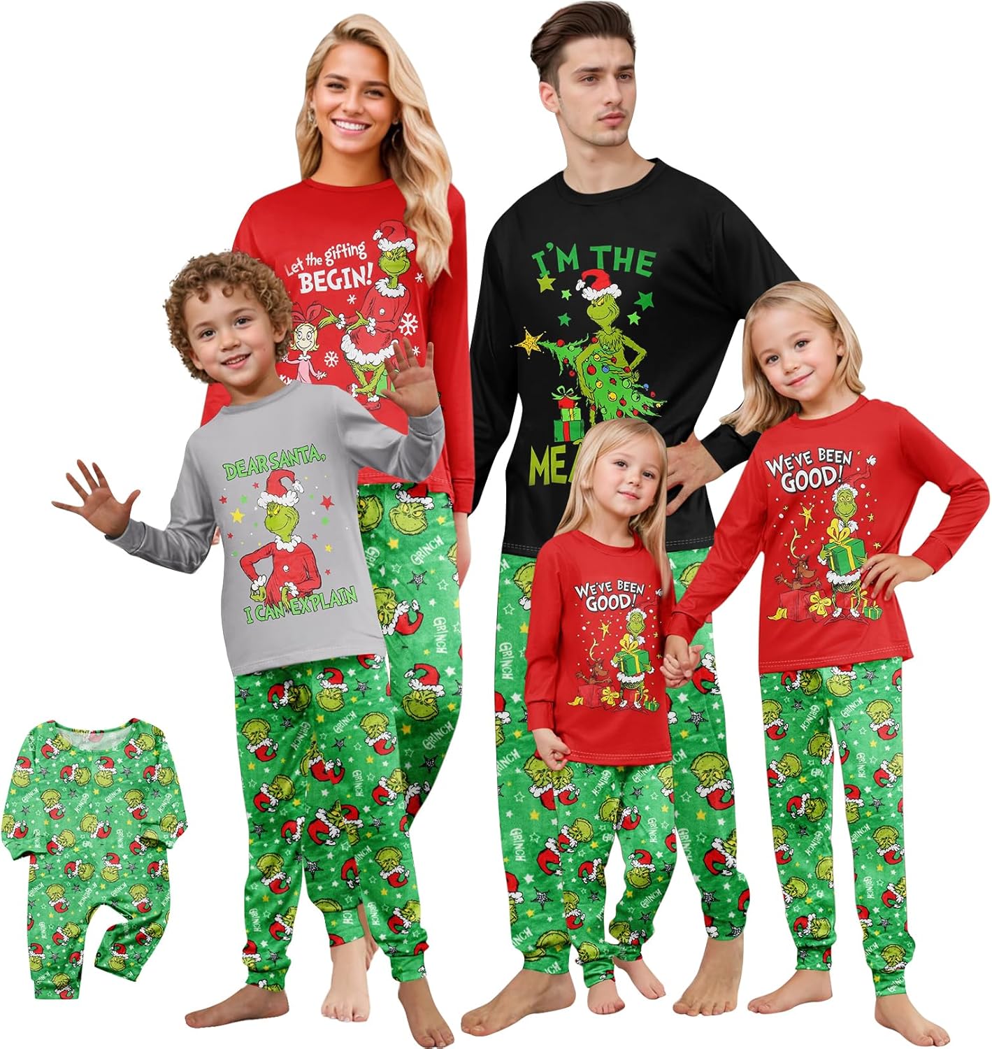 Guvpev Family Matching Christmas Pajamas Sets, Unisex Infant Grinchy ...