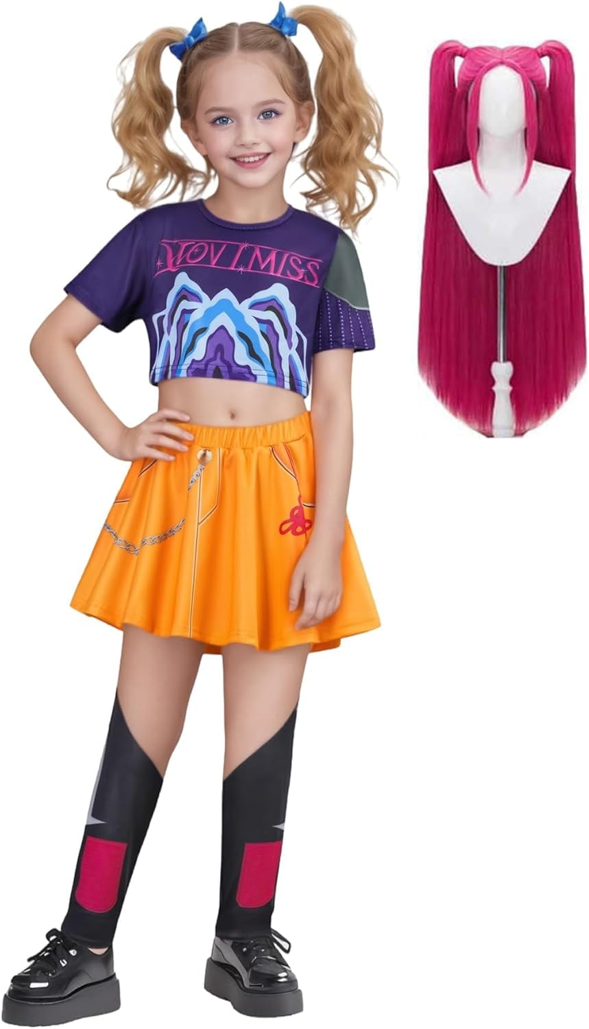 Guvpev Girls Huntrix Costumes KPop Demon Hunters Cosplay Rumi Zoey Mira Costume with Wig ...