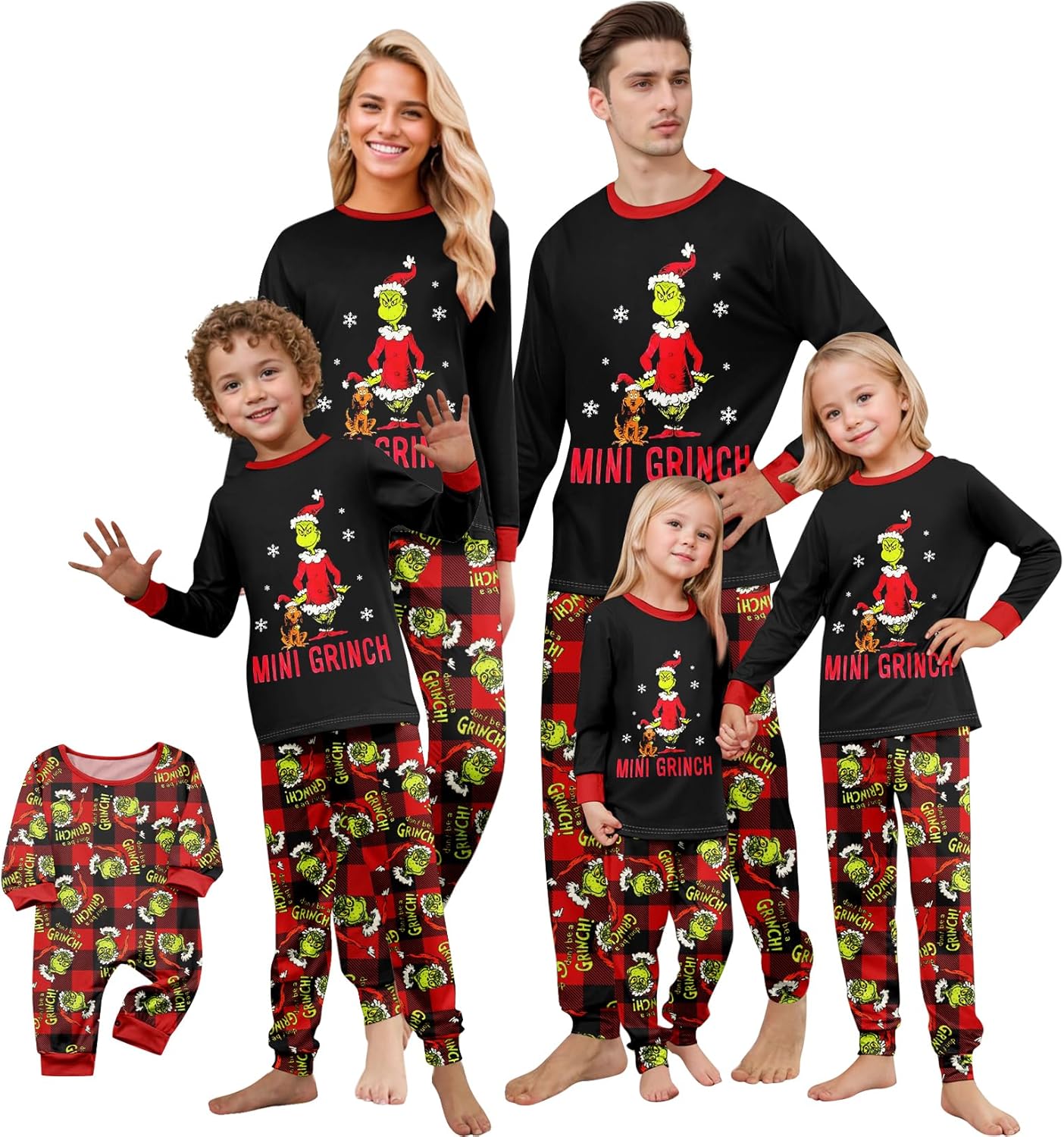 Guvpev Grinchy Matching Christmas Pajamas for Family, Unisex Infant ...