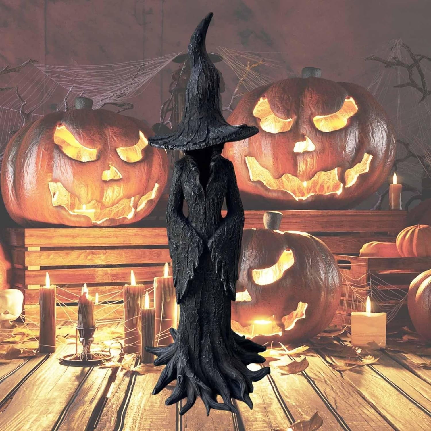 Guvpev Halloween Enchanting Witch Statue: The Guardian of Your Home ...