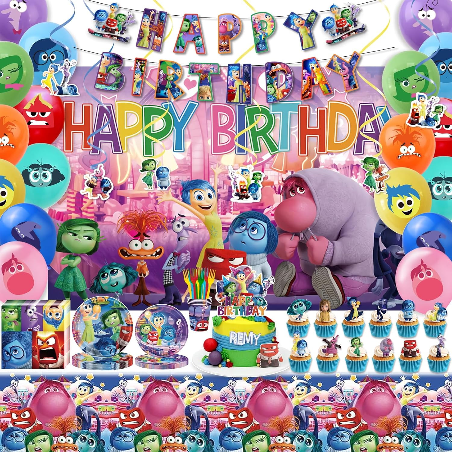 Guvpev Inside Out 2 Birthday Party Decorations, 126 Pcs Cartoon Party ...