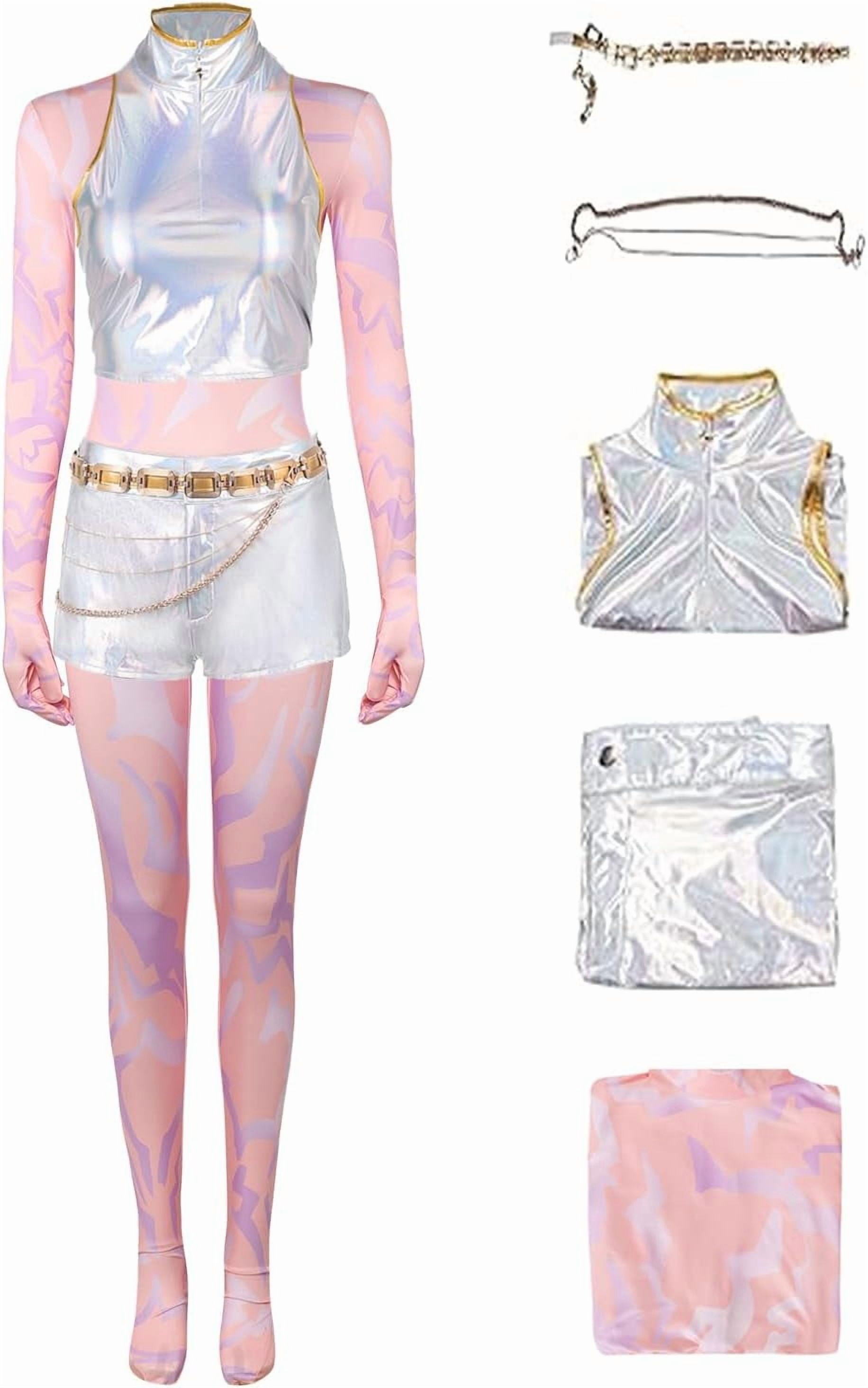 Guvpev KPop Demon Hunters Huntrix Costume Rumi Demon Patterns White ...