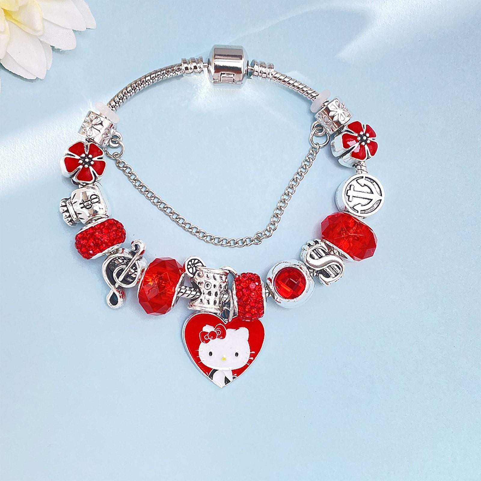 Guvpev Kawaii Charm Bracelet for Girls, Exquisite Cute Cartoon He_llo ...