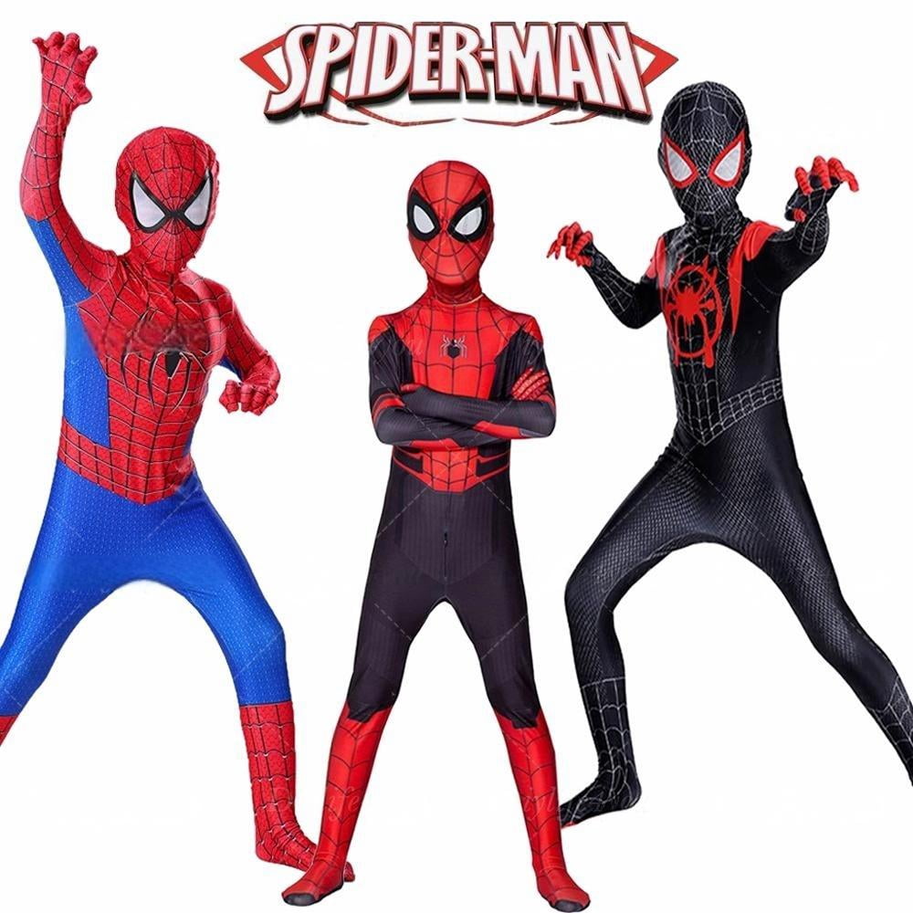 Guvpev Kids Spider Superhero Man Cosplay Costume, Miles Deluxe Zentai ...