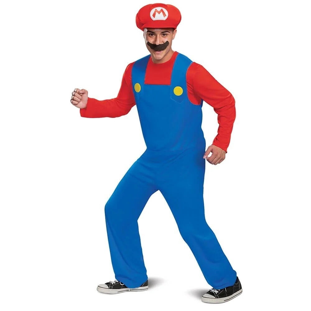 Guvpev Mario Costume, Men's Mario Deluxe Adult Costume with Hat and ...
