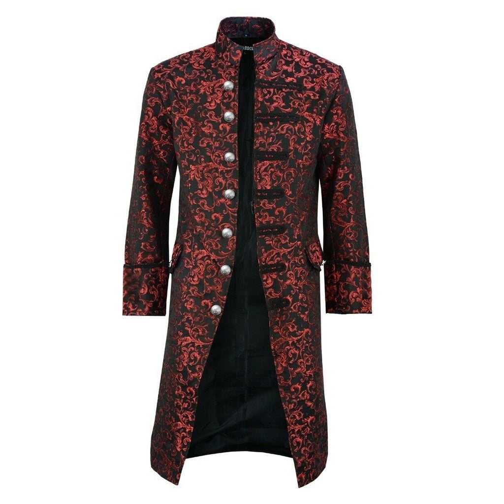 Guvpev Men Button Fashion Steampunk Vintage TailJacket Jacket Gothic ...