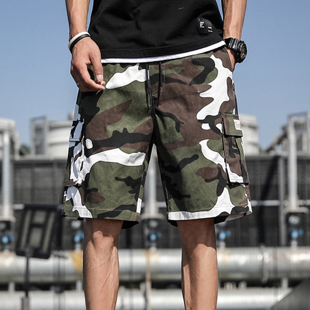 Guvpev Men's Camo Cargo Shorts Relaxed Multi Pocket Casual Big Size ...