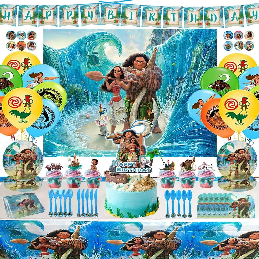 Guvpev Moana Birthday Party Supplies, 172 Pcs Moana 2 Birthday ...