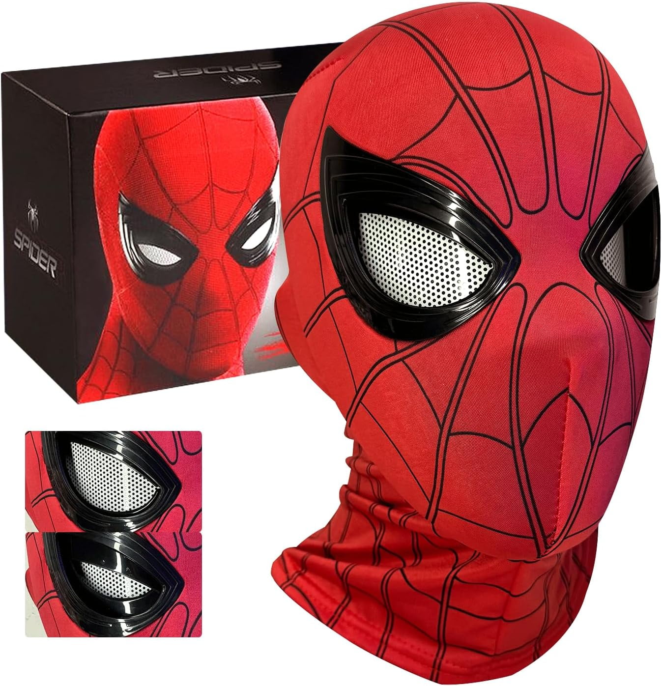 Guvpev Spider Hero Man Costume Mask with Moving Eyes, Superhero Mask ...