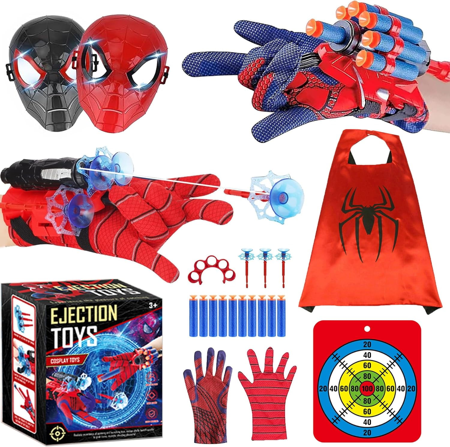 Guvpev Spider Hero Man Costume, Spider Web String Launcher Slinging Toy ...