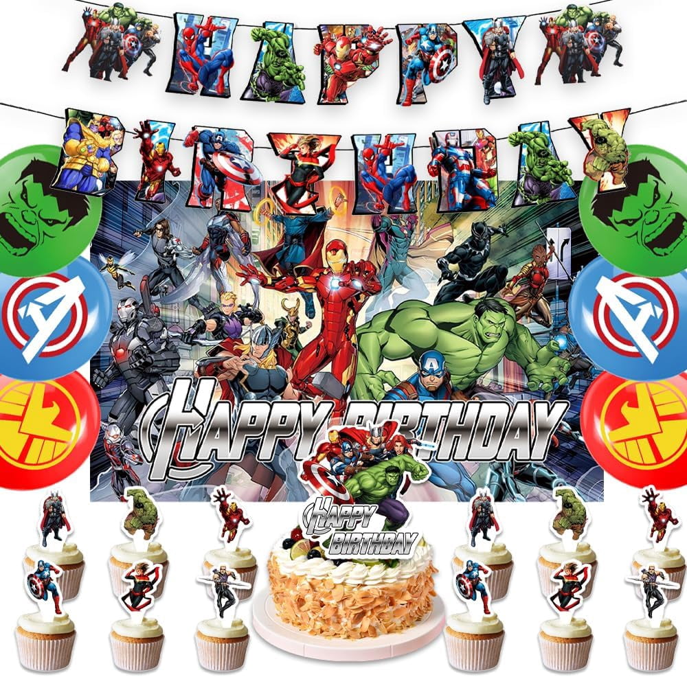 Guvpev Superhero Birthday Party Supplies, 42Pcs Avengers Birthday ...