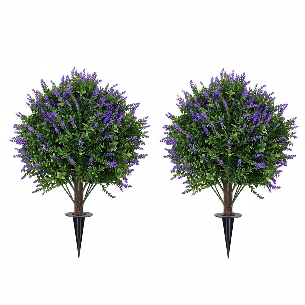 Guvpev UV Resistant Artificial Lavender & Boxwood Topiary Ball - Faux ...