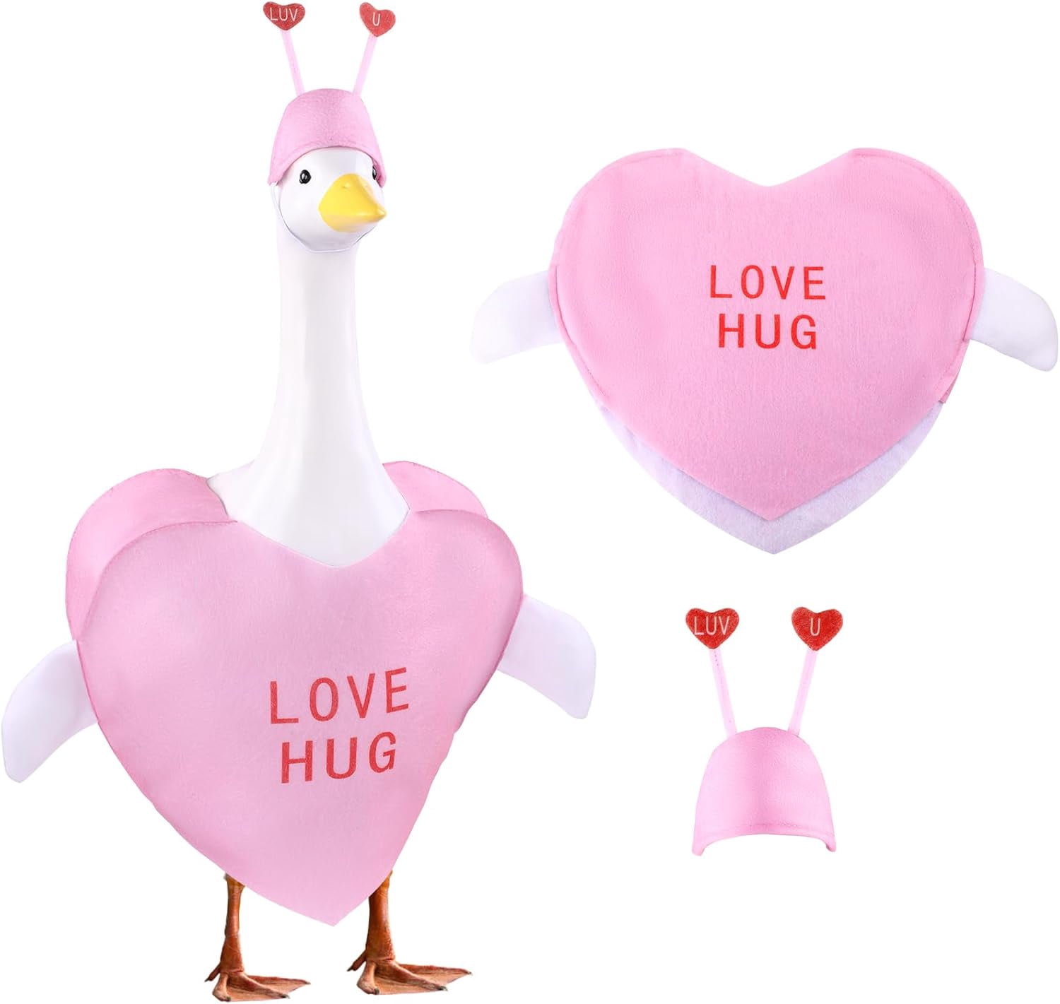 Guvpev Valentine's Day Goose Outfit for 23" Porch Statue - Light Pink ...