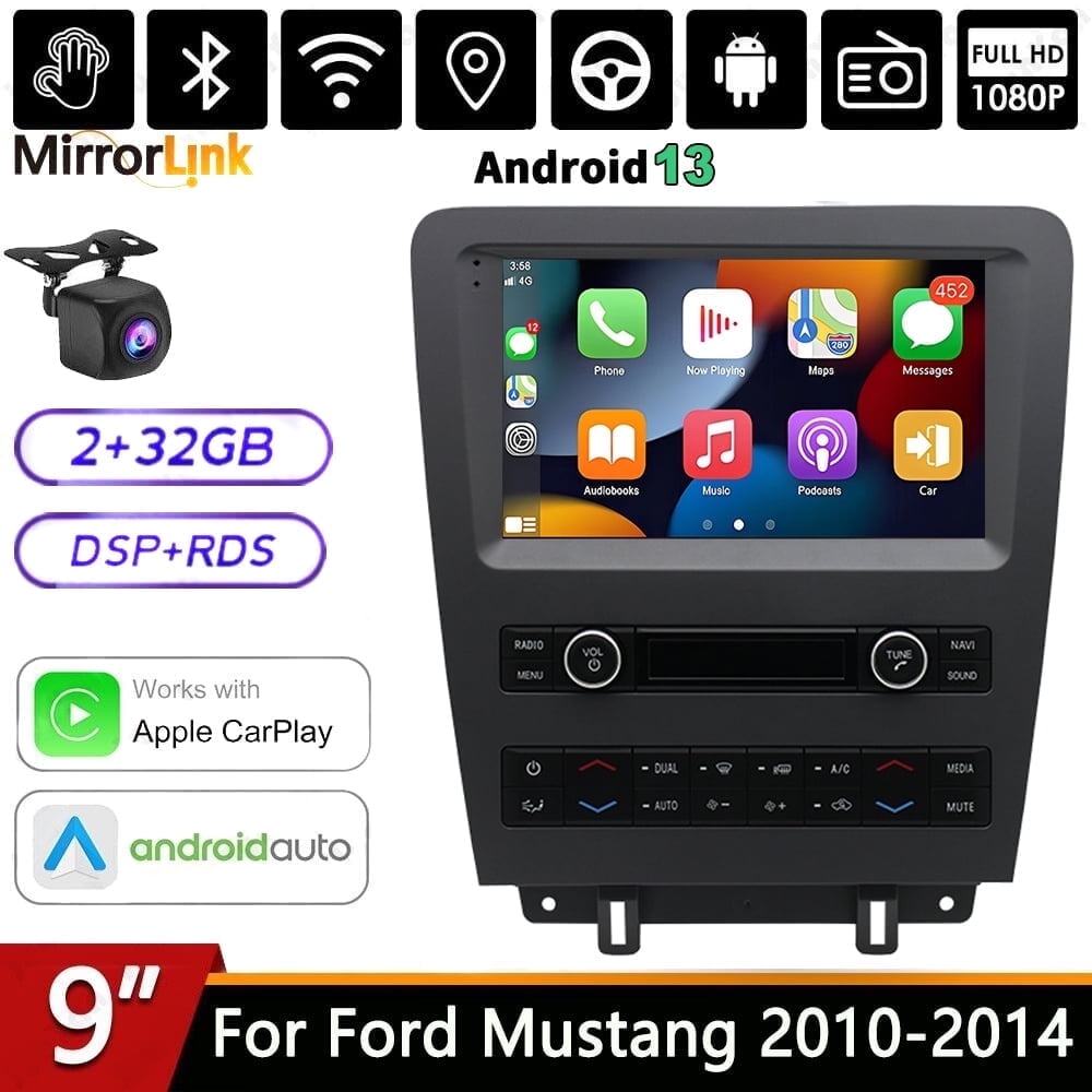 Guwzn Car Stereo Radio for Ford Mustang 2010-2014 9" Touchscreen 2+32G ...