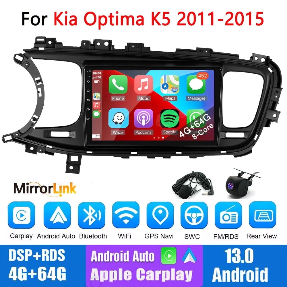 Guwzn Car Stereo Radio for Kia Optima K5 2011-2015 9" Touchscreen 4+64G Vehicle GPS Navigation ...