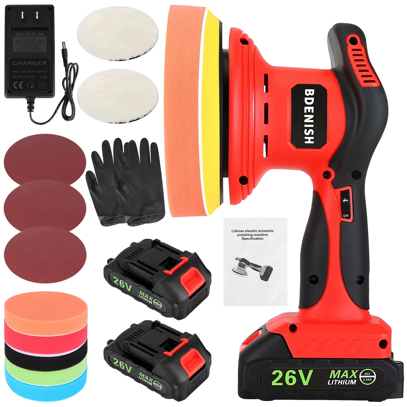 Guwzn Cordless Buffer Polisher kit for Car Detailing Waxing Buffer ...