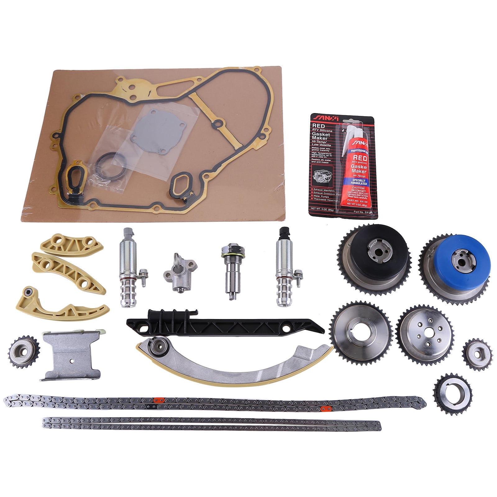 Guwzn Timing Chain Kit VCT Selenoid Actuator Gear Cover Gasket ...