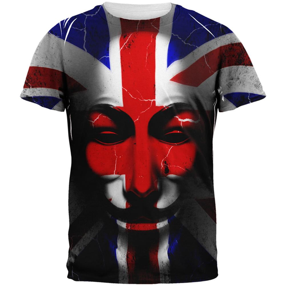 Guy Fawkes Day Union Jack Distressed British Flag Mask All Over Mens T ...