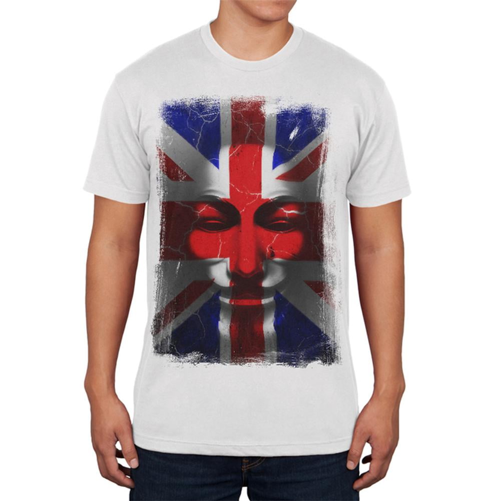 Guy Fawkes Day Union Jack Distressed British Flag Mask Mens Soft T ...