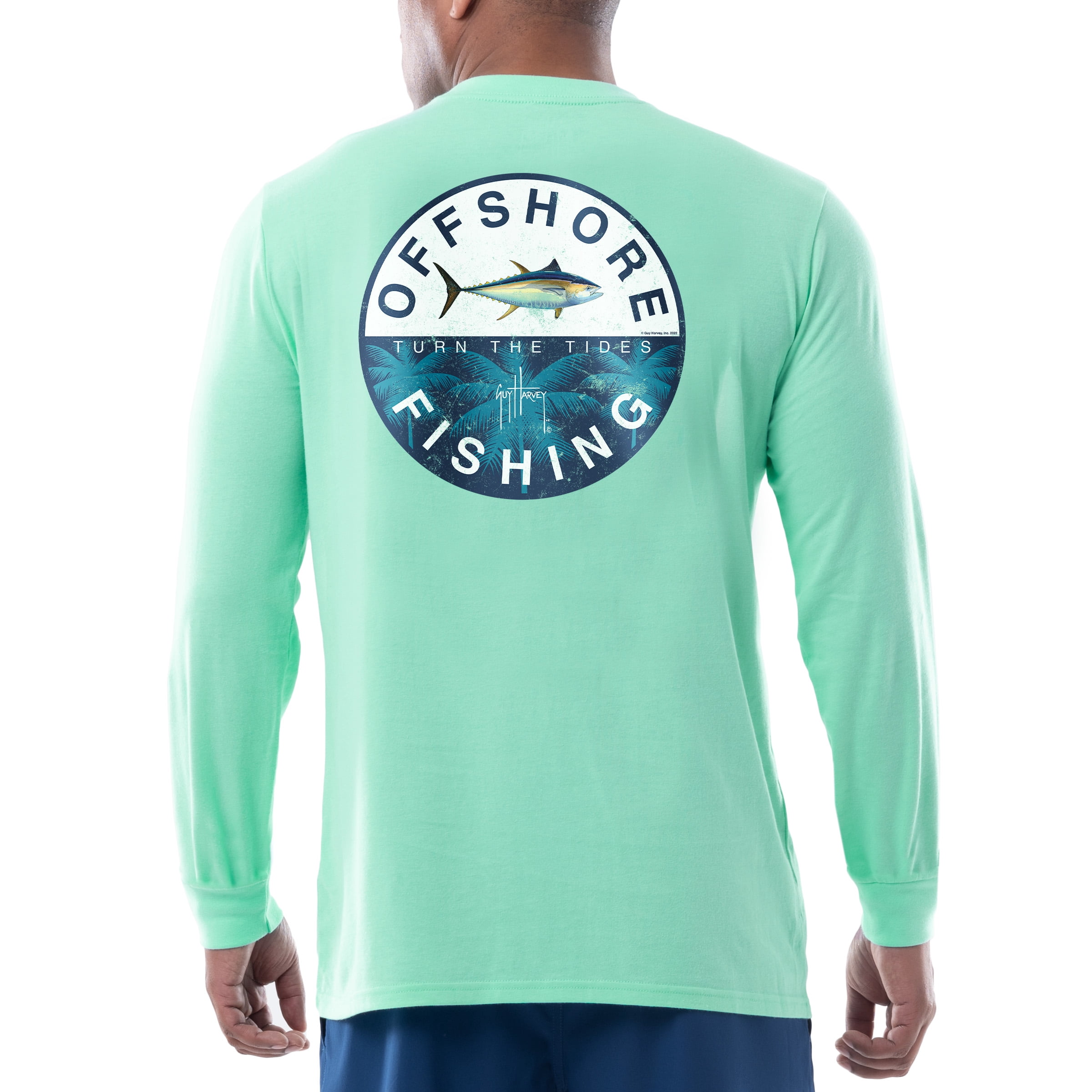 Guy Harvey Men’s Offshore Fish Collection Long Sleeve T-Shirt - Beach ...
