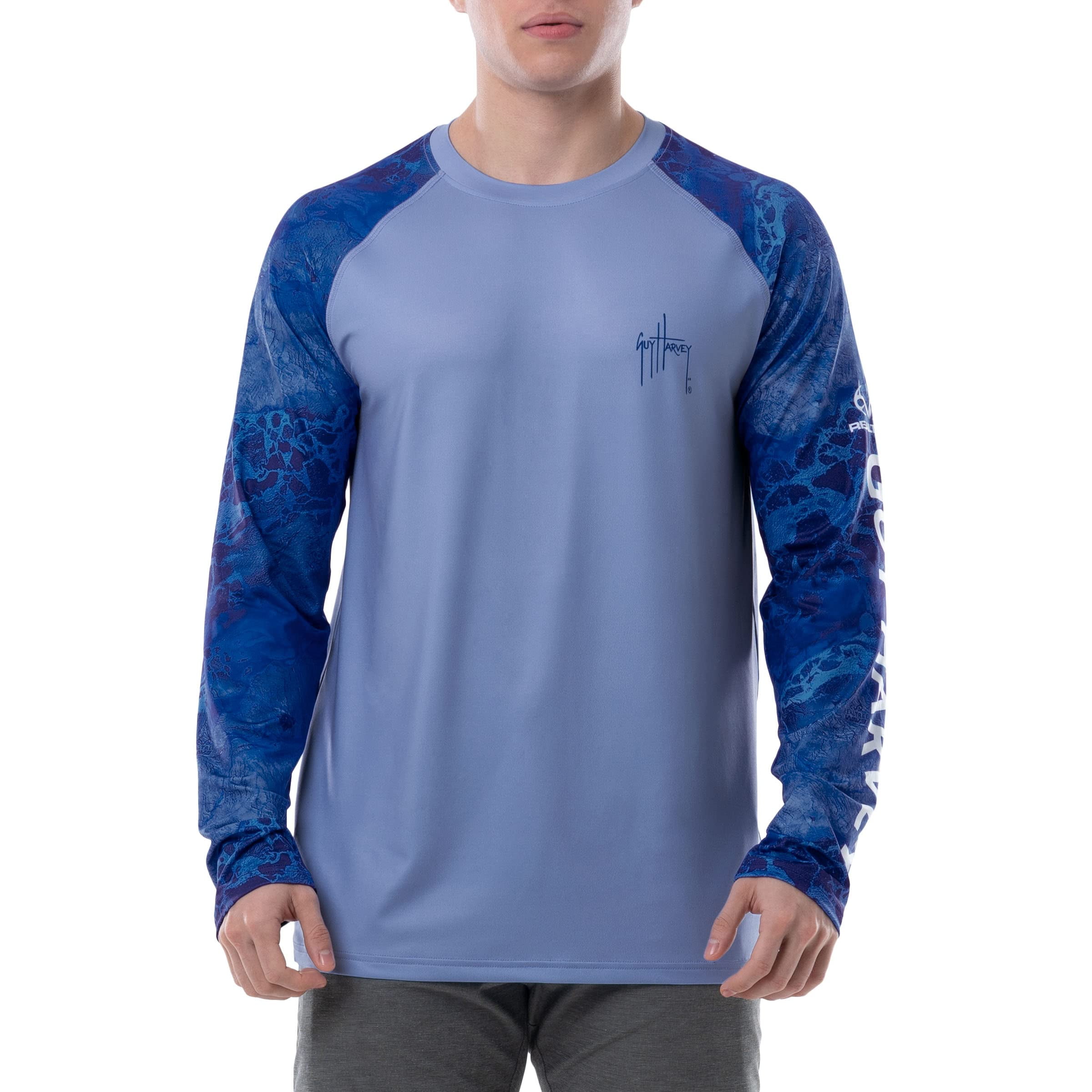 Guy Harvey Mens RT Box Marlin Long Sleeve Sun Protection Tee (Powder ...