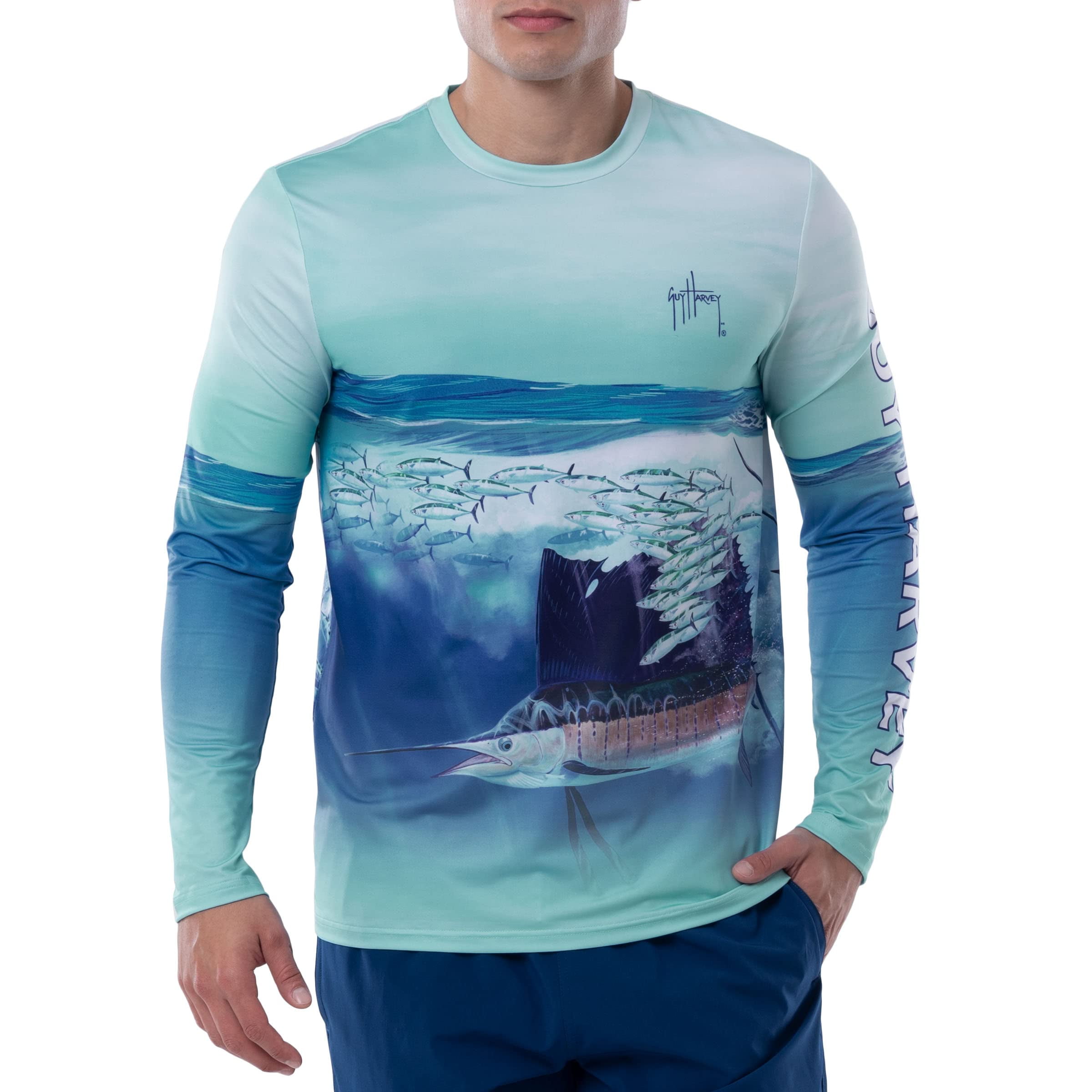 Guy Harvey Sail Patrol Ls Sun Protection Tee Beach Glass (Beach Glass ...