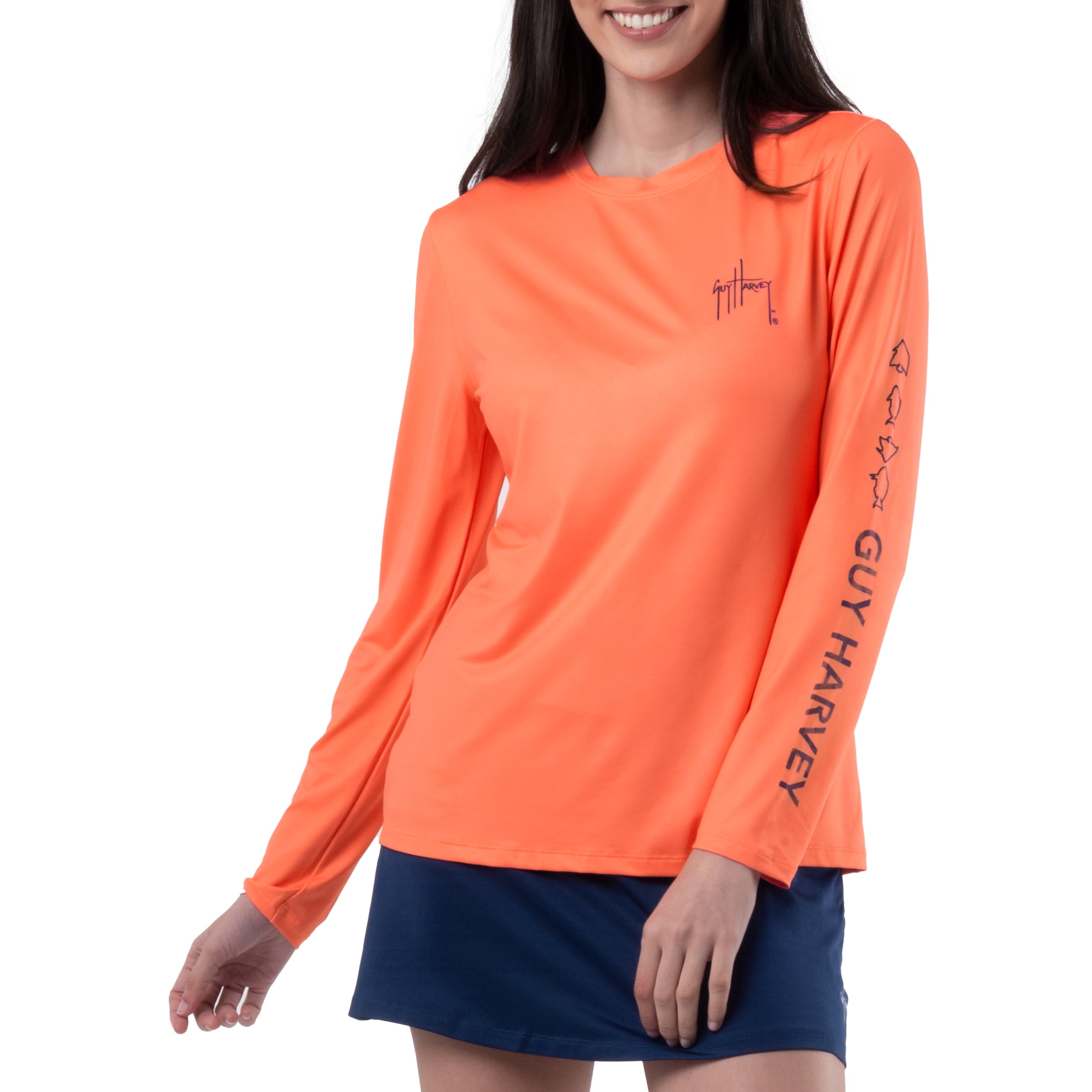 Guy Harvey Women's Core Solid Long Sleeve Sun Protection Top Large ...