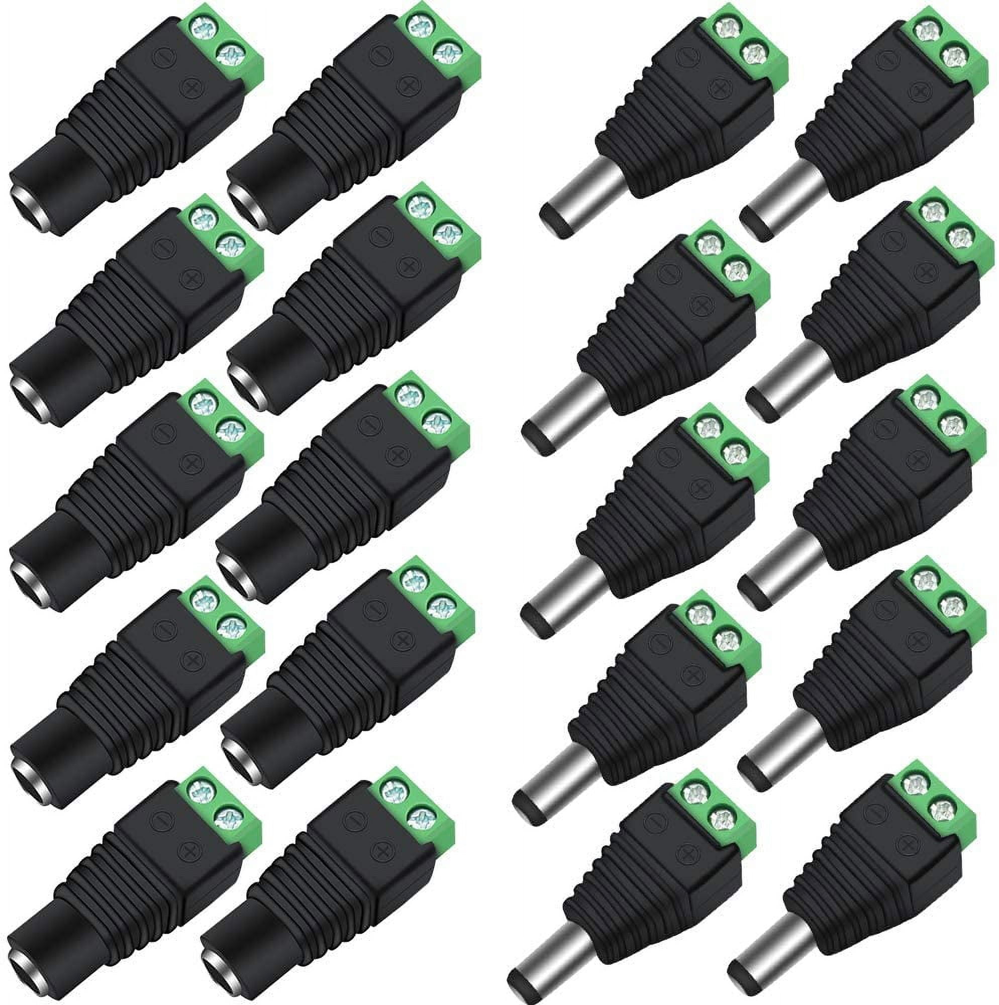 Guy-Tech 20PCS DC Power Connector 12V 10PCS Male + 10PCS Female Adapter ...