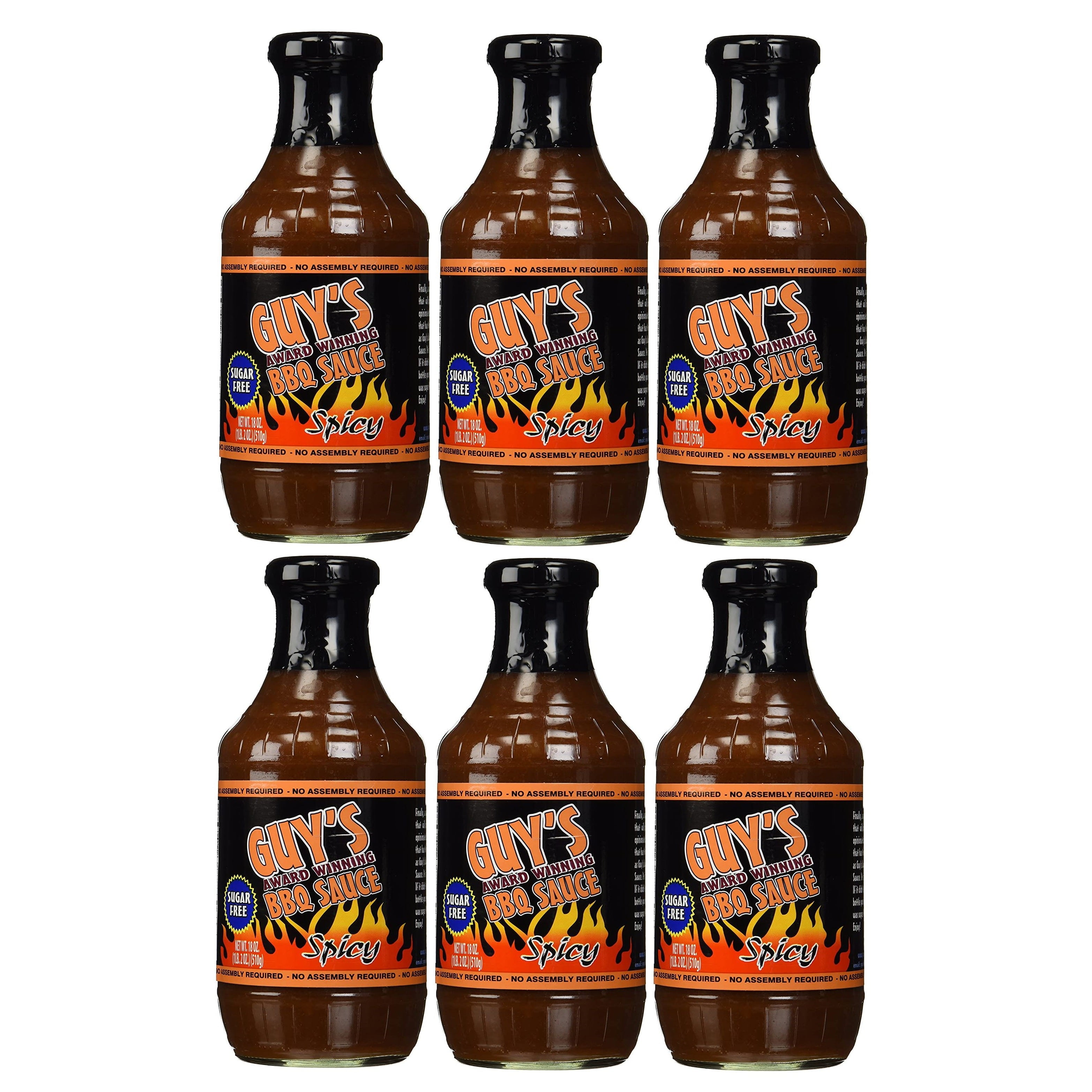 Guy's Award Winning Sugar Free BBQ Sauce (18oz) Size: 6-Pack, Flavor ...