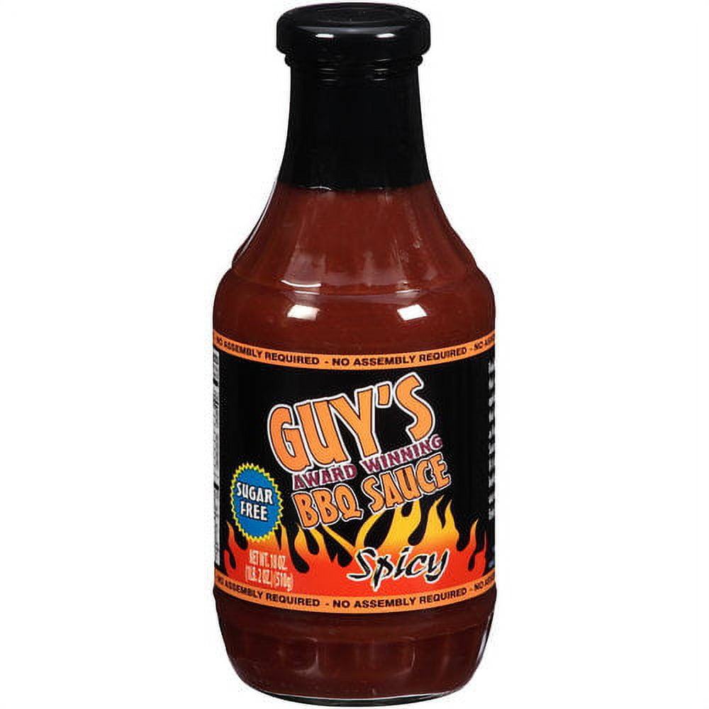 Guy's Sugar Free Spicy BBQ Sauce, 18 oz, No Preservatives, Gluten Free ...