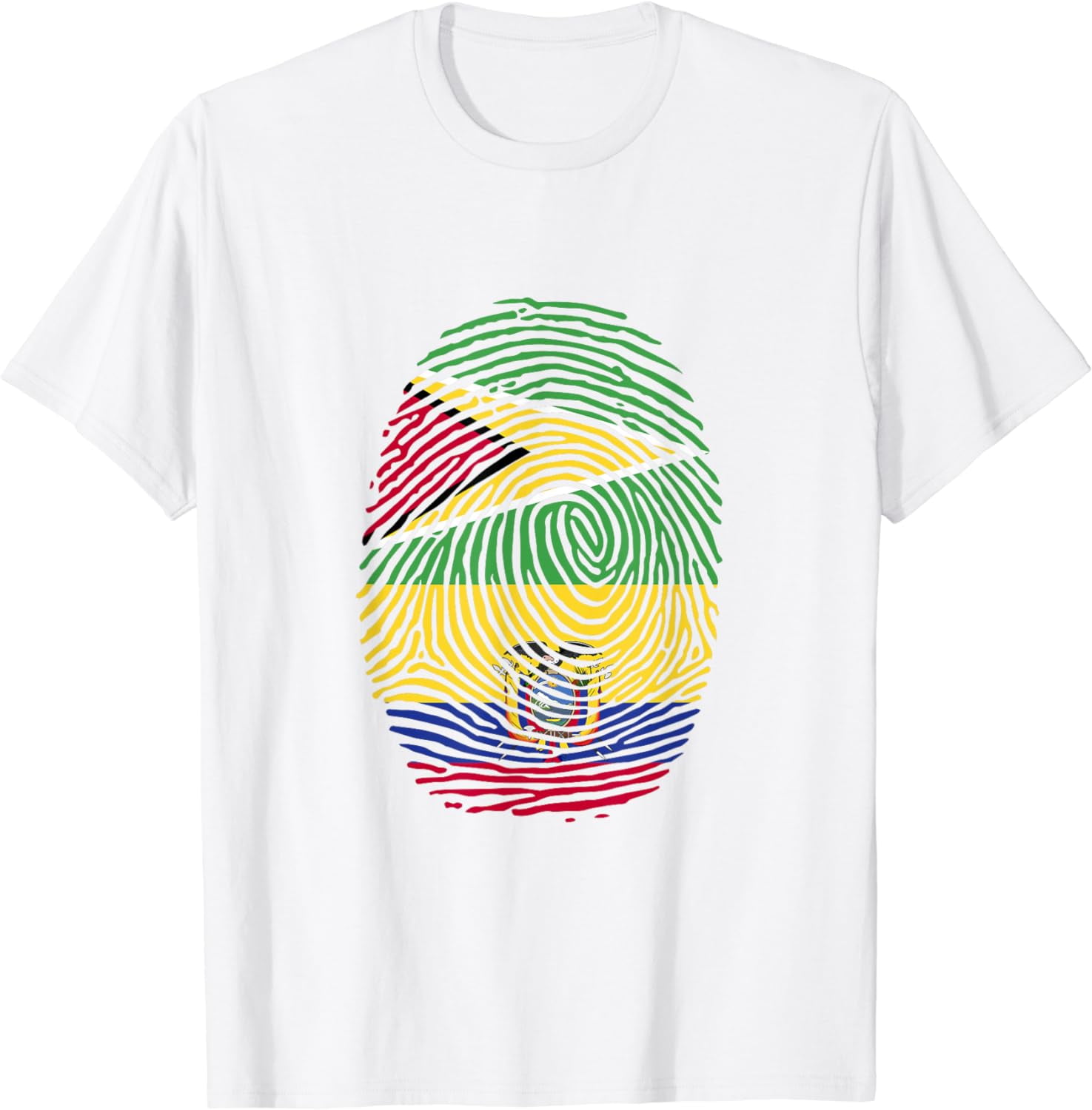 Guyana & Ecuador Fingerprint Half Guyanese Ecuadorian Roots T-Shirt ...