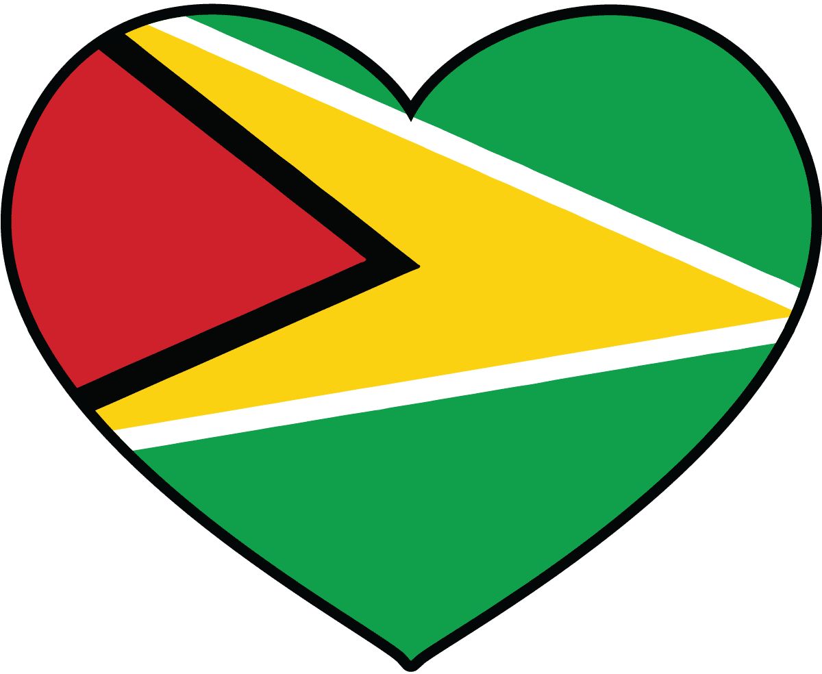 Guyana Flag Heart Sticker Decal / Coâ€‘operative Republic of Guyana ...