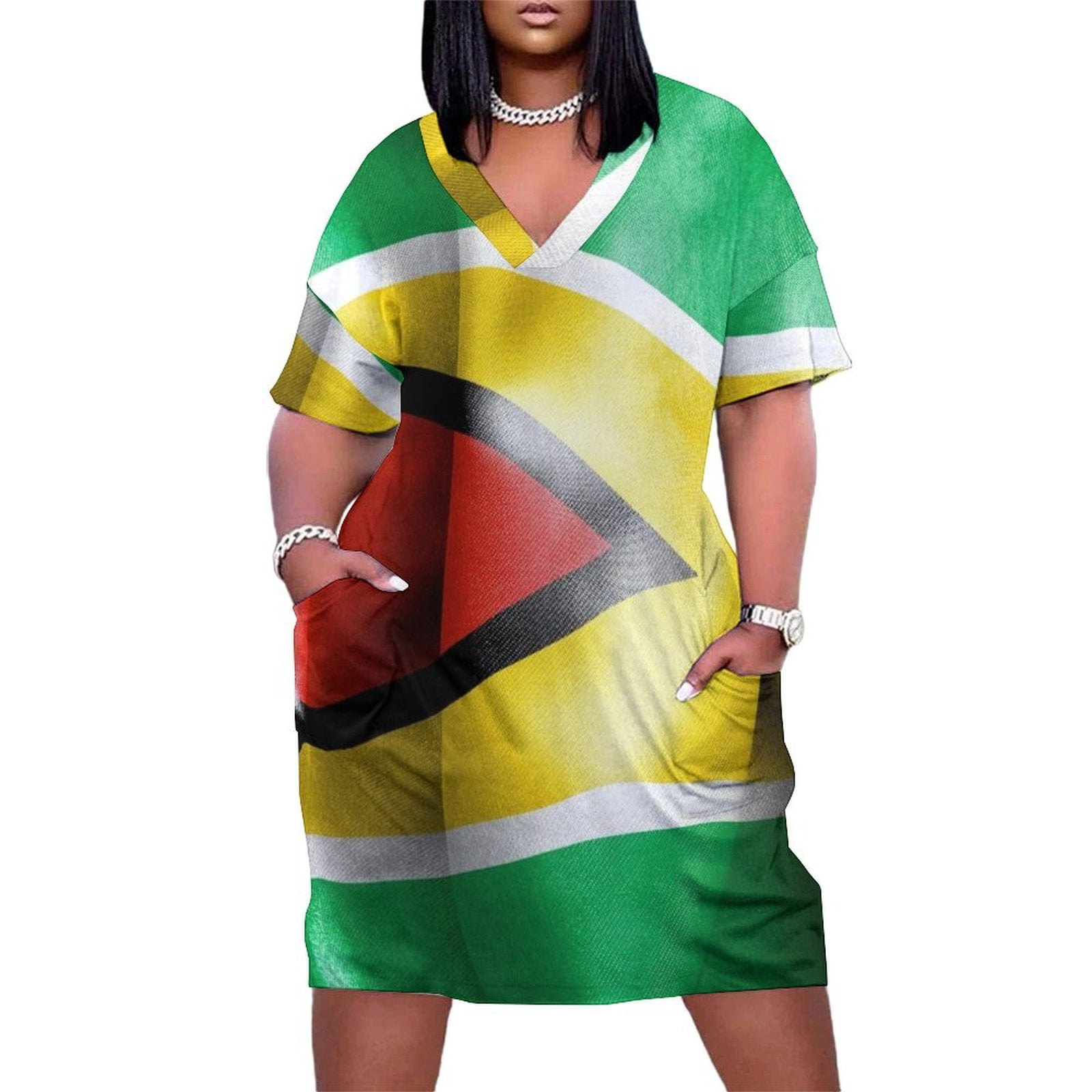 Guyana Flag Loose Pocket Dress luxury evening dresses for women 2025 Women"s dresses - Walmart.com