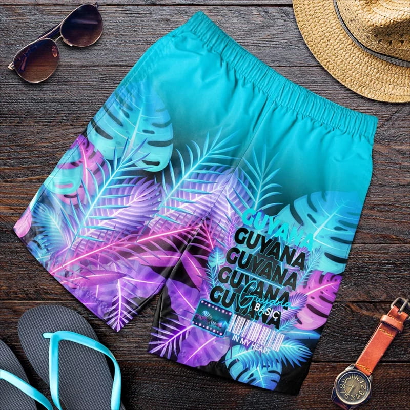 Guyana Flag Map 3D Printed Short Pants For Men Clothes Casual Hawaii ...