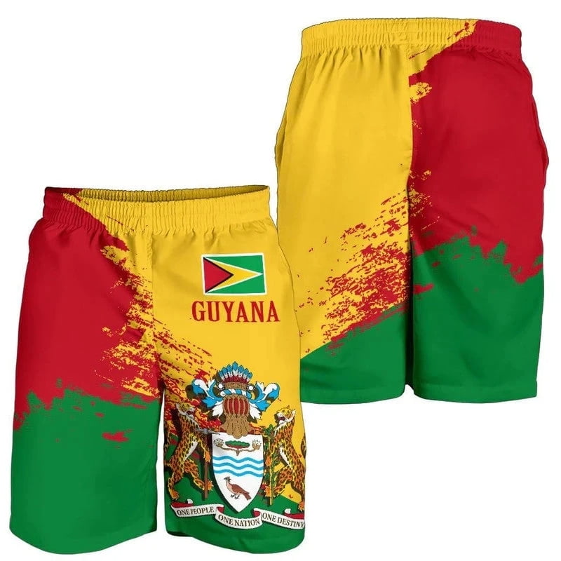 Guyana Flag Map 3D Printed Short Pants For Men Clothes Casual Hawaii ...
