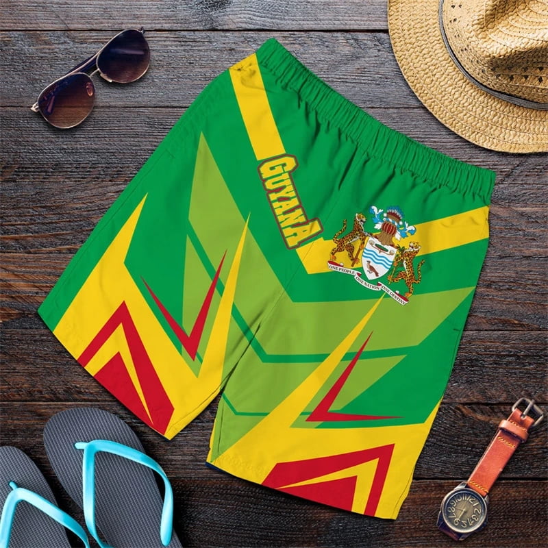 Guyana Flag Map 3D Printed Short Pants For Men Clothes Casual Hawaii ...